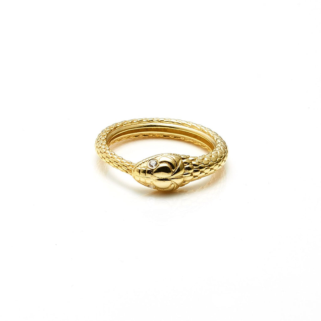 Elegant Infinity Ring - 14k Gold-Plated Serpent Design | Silk & Steel
