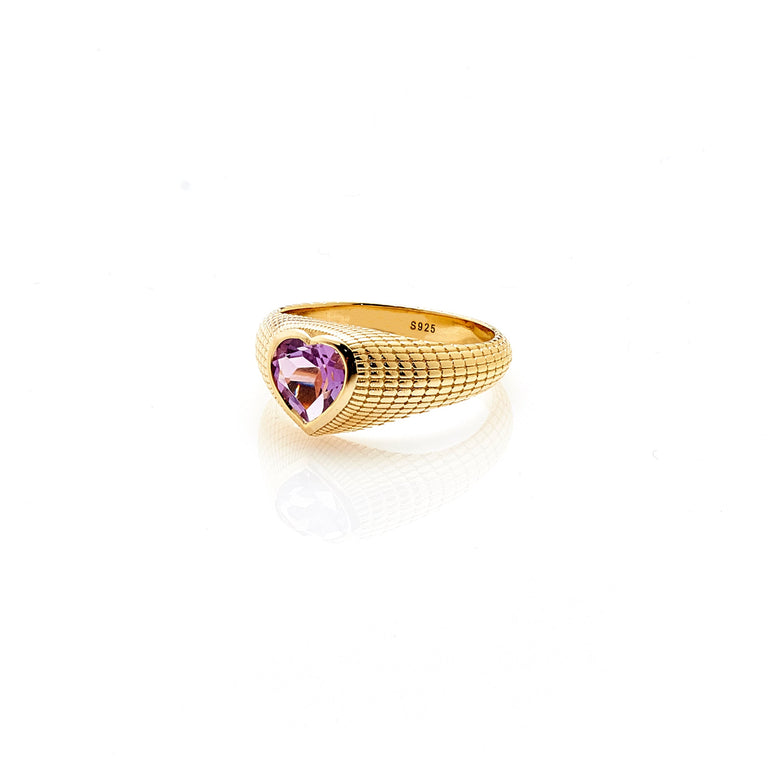 Romantique Ring | Brazilian Amethyst and 14k Gold-plated | Silk & Steel
