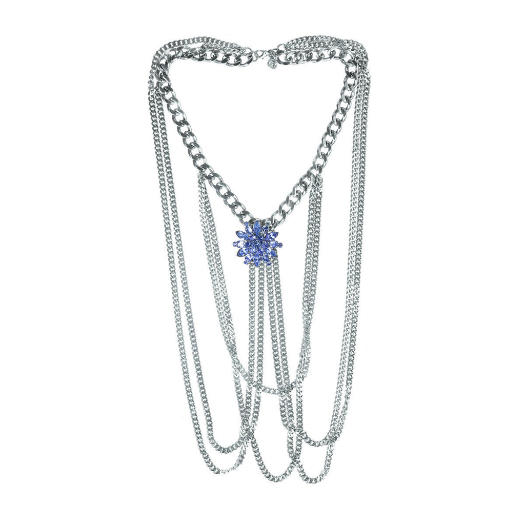 Silk&Steel Blue Weiss Body Harness / Silver + Blue / Vintage Couture ...